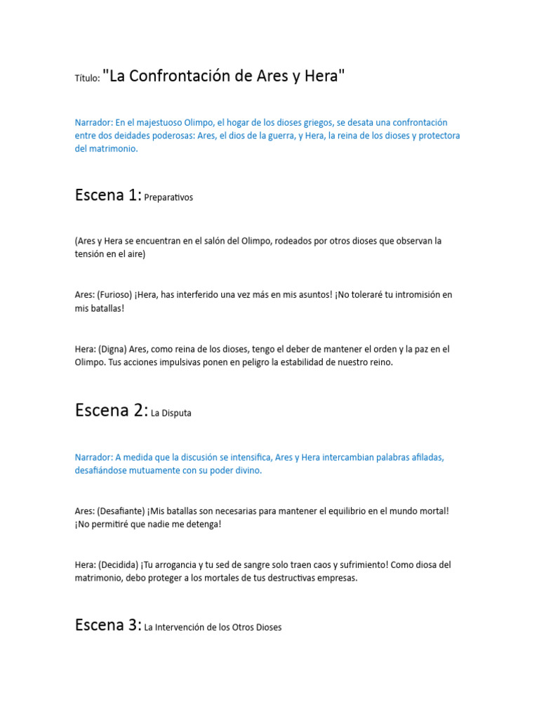 guion 1 de Ares y Hera | PDF