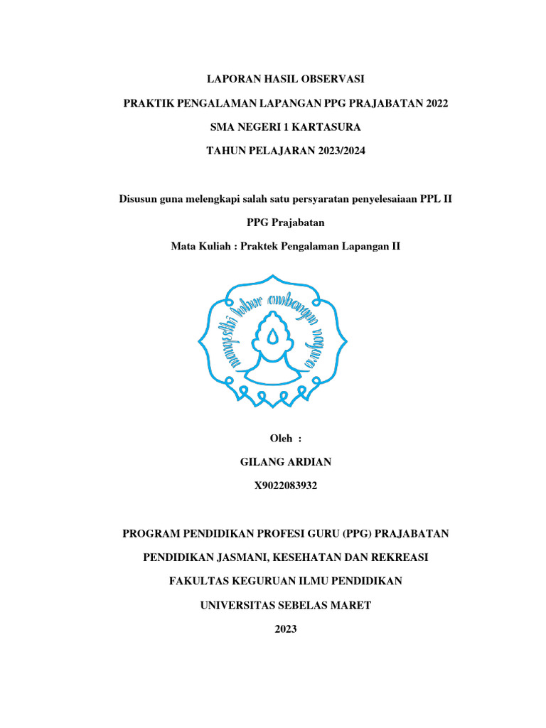 Laporan Observasi PPL Fix - Gilang A SMAN 1 Kartasura | PDF | Bisnis