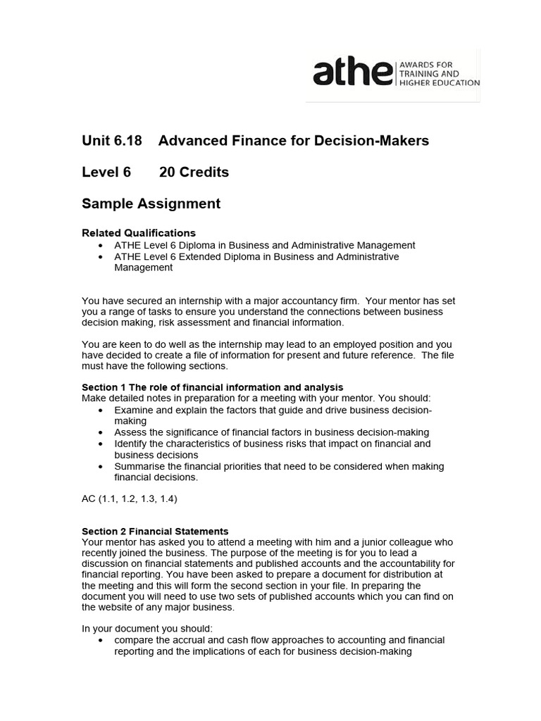 Advanced Finance for Decision-Makers Guide | PDF | Financial Statement ...
