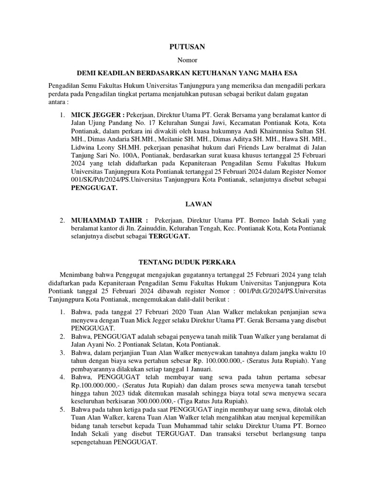 Putusan Perdata | PDF | Hukum