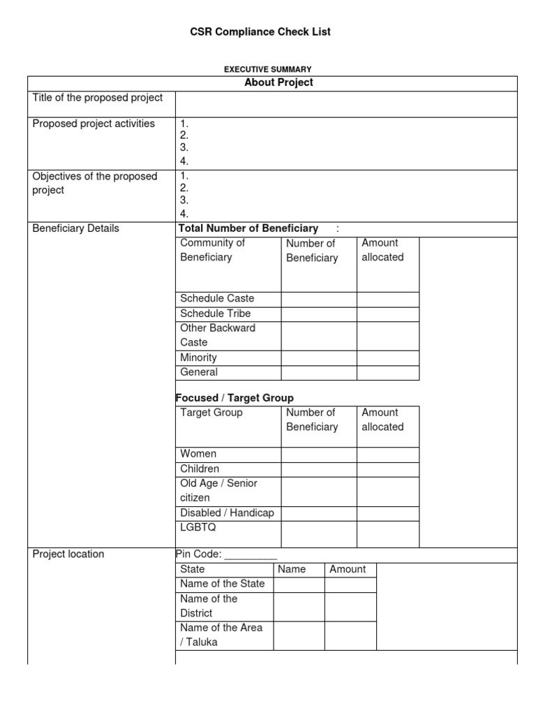 CSR Compliance Checklist | PDF | Cheque | Banks