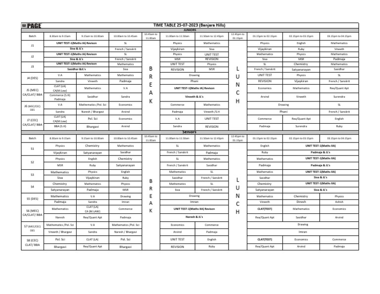 JR & SR timetable | PDF