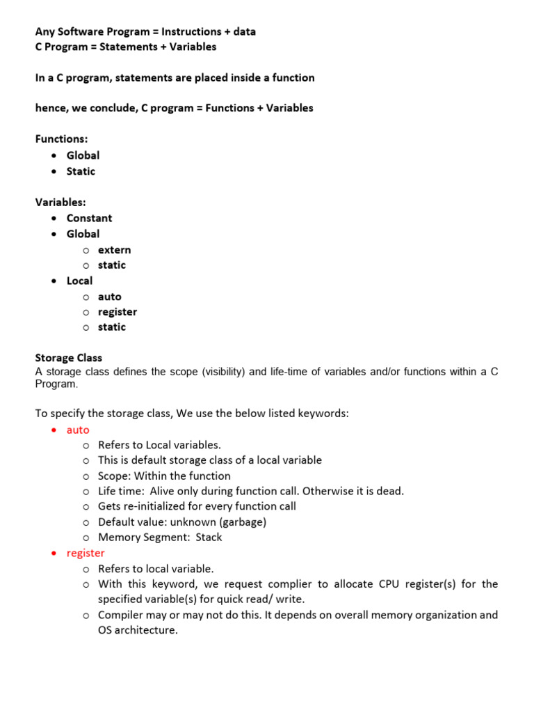 Storage Class & Memory Layout | PDF | Variable (Computer Science ... Storage Class & Memory Layout | PDF | Variable (Computer Science ...