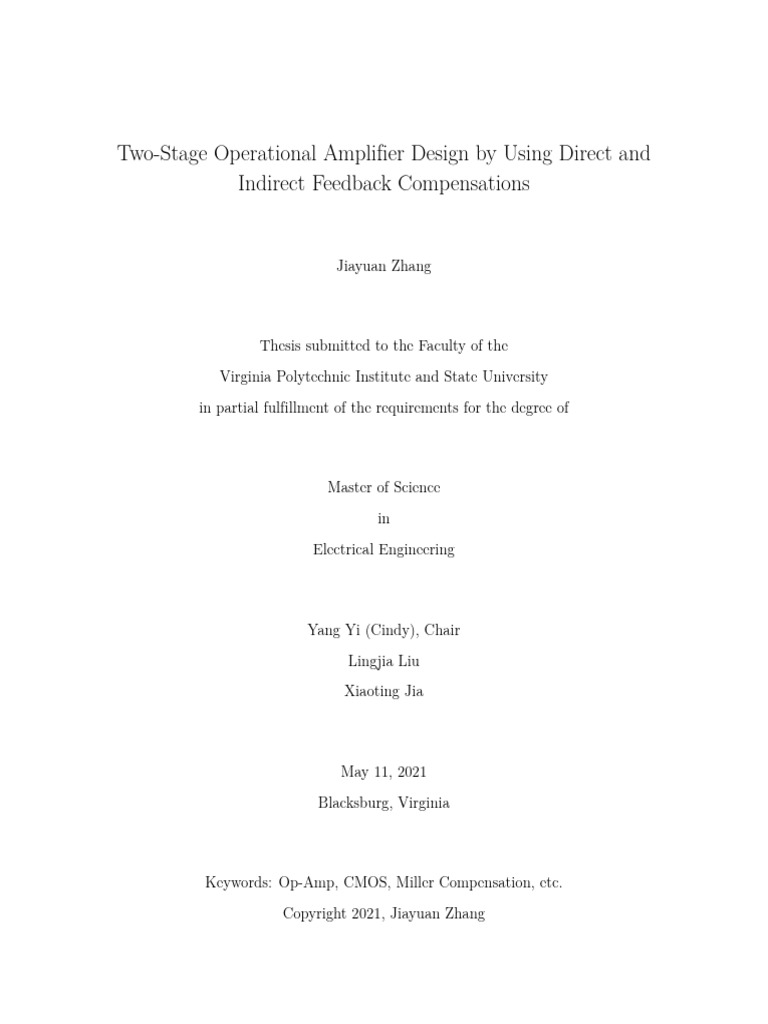 Two-Stage Operational Amplifier Design by Using Direct and | Download ...