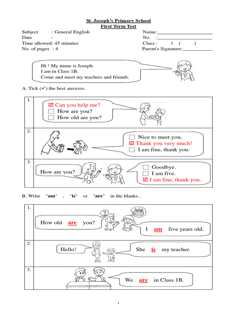 P1 Eng Sample Past Paper (Ans) | PDF