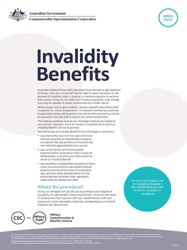 MB03 Invalidity Benefits | PDF | Pension | Retirement