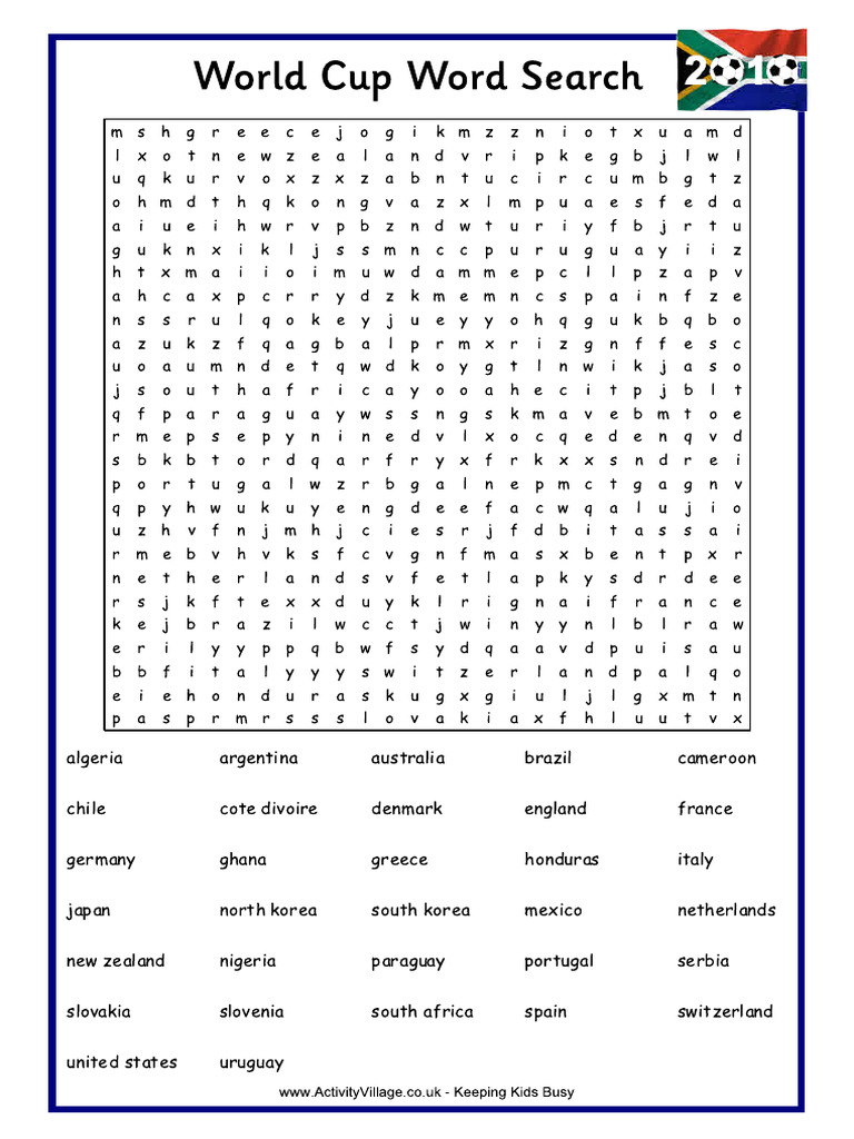 World Cup Word Search | PDF