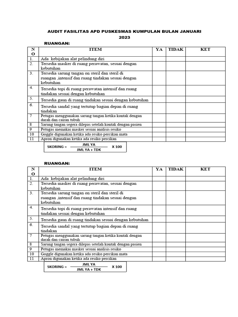 Audit Fasilitas Apd | PDF