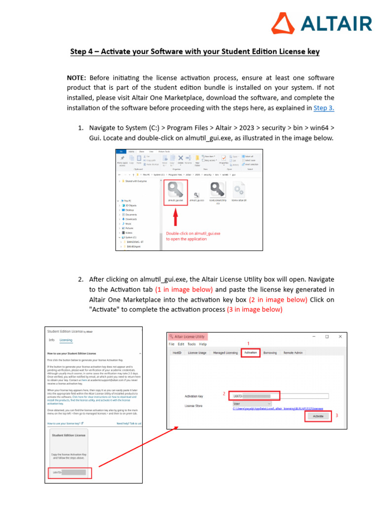 Activate Altair Student Edition License | PDF