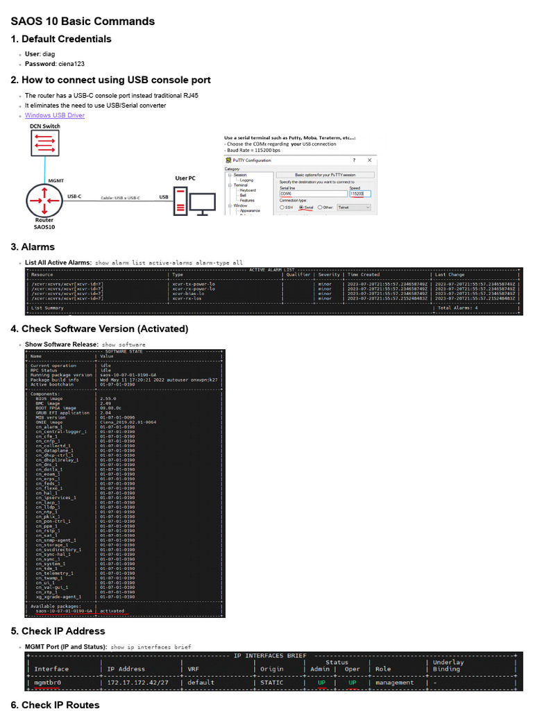 SAOS 10 Basic Commands | PDF