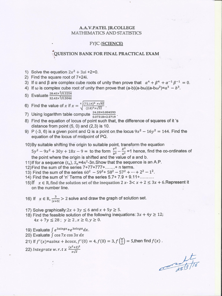 Question Bank For Final Practical Exam Science | PDF