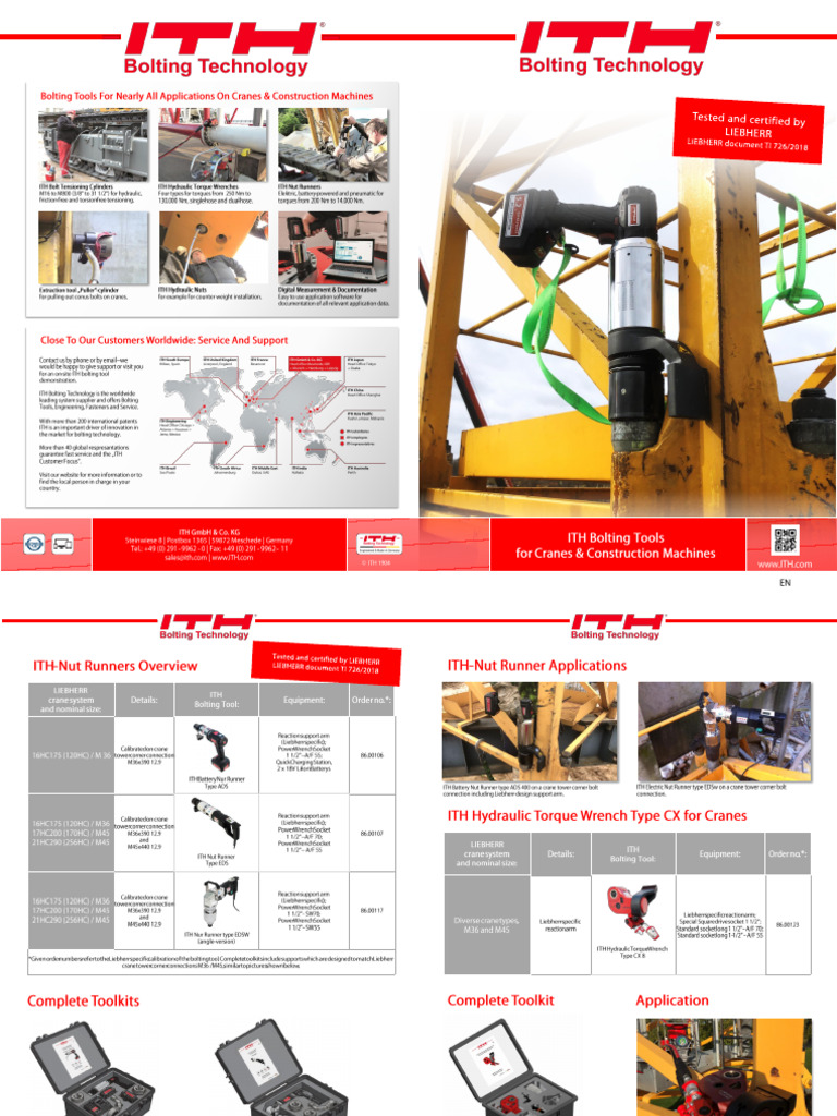 Torque Wrenches and Nut Runners For Liebherr Towercranes | PDF