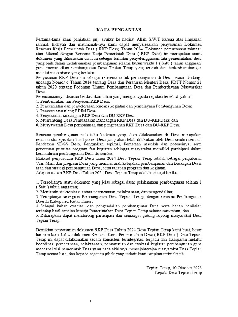Dokumen Rkpdes 2024 | PDF