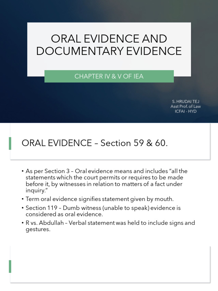 Oral and Documentary Evidence Overview | PDF | Witness | Evidence