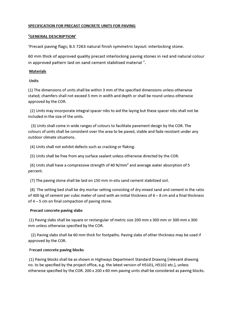 S03 Specification - Paving Stone | PDF | Road Surface | Concrete