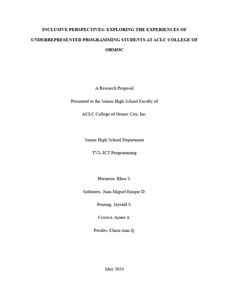 Inclusive Perspectives: Exploring The Experiences of Underrepresented ...