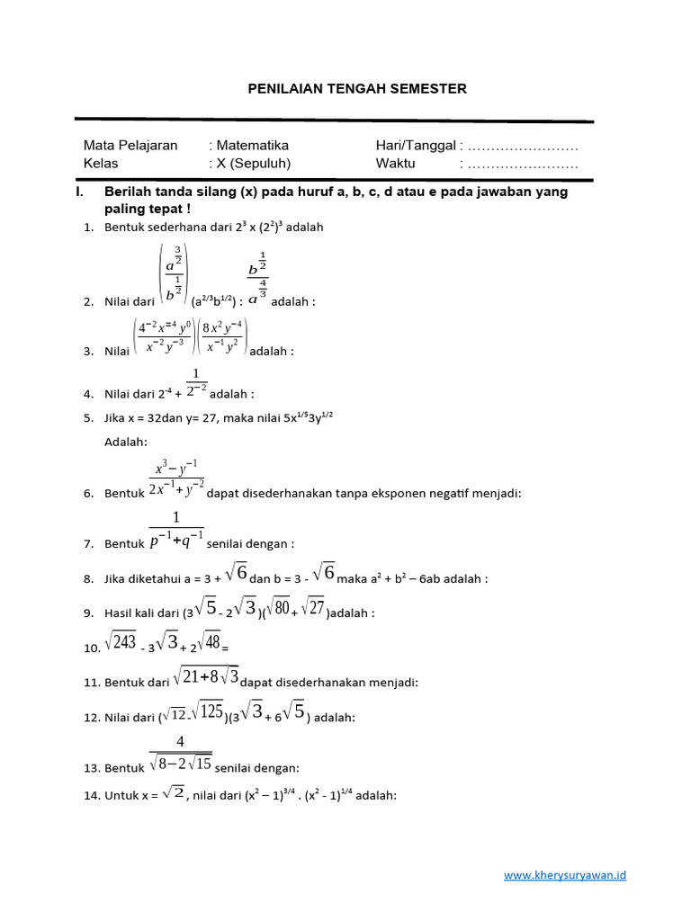 Soal Pts Kelas 10 | PDF