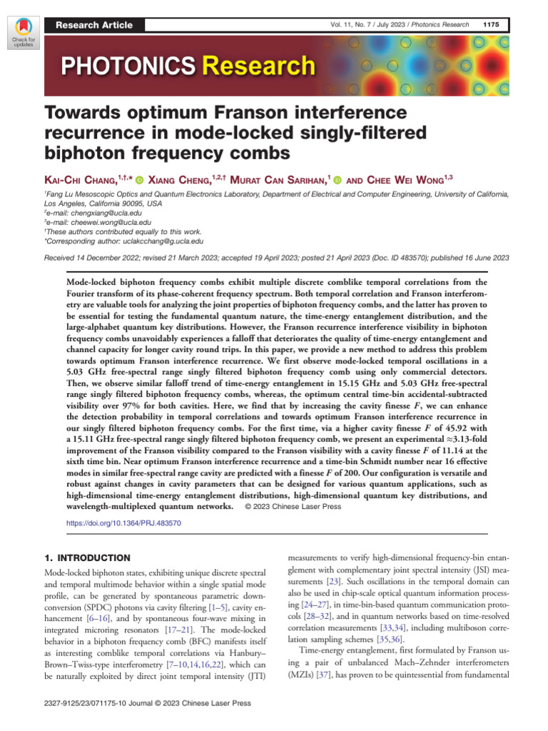 Towards Optimum Franson Interference Recurrence in Mode-Locked Singly ...