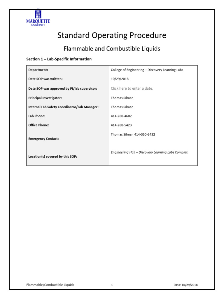 Sop Flammable Liquids | PDF | Combustion | Safety