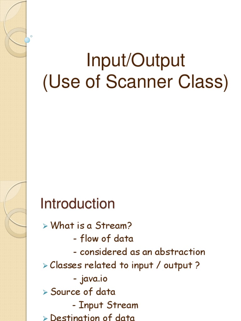 Input/Output (Use of Scanner Class) | PDF | Integer (Computer Science) | Input/Output