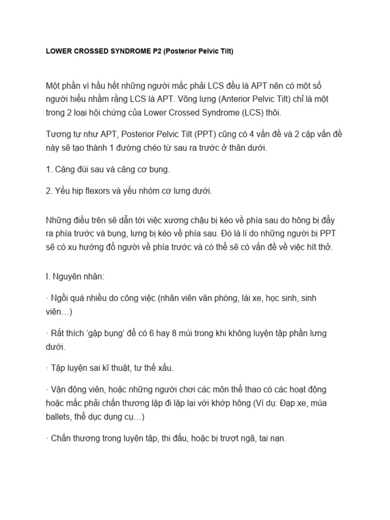 LOWER CROSSED SYNDROME P2 (Posterior Pelvic Tilt) | PDF