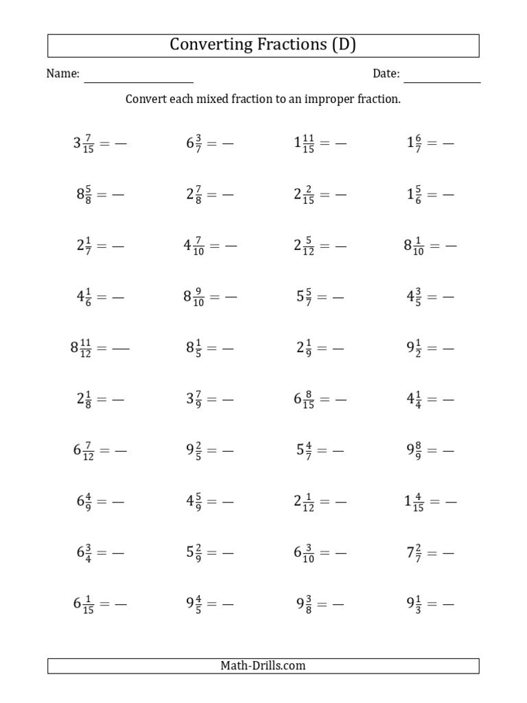 Fractions Convert Mixed To Improper 004.1474547057 | PDF | Lexicology ...