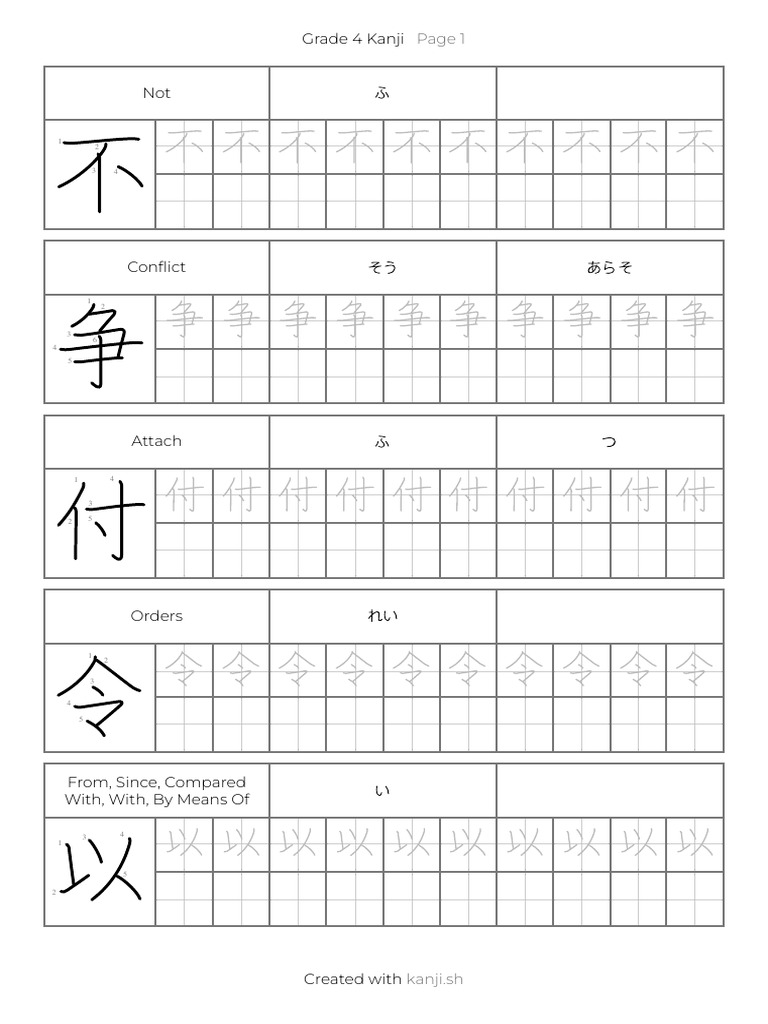 Grade 4 Kanji | PDF