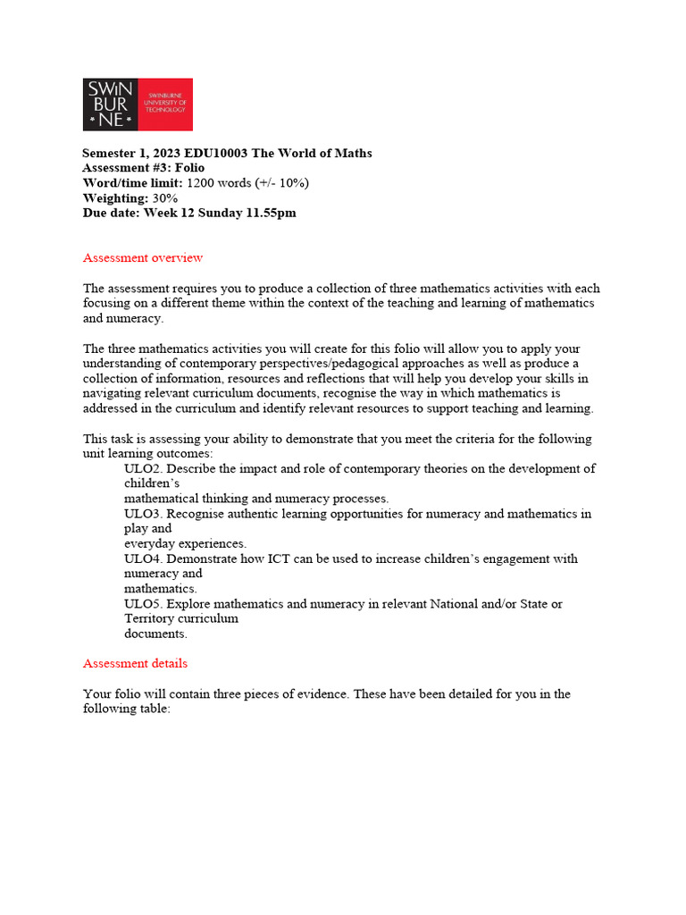 EDU10003_AT3_Assignment outline | PDF | Curriculum | Educational Technology