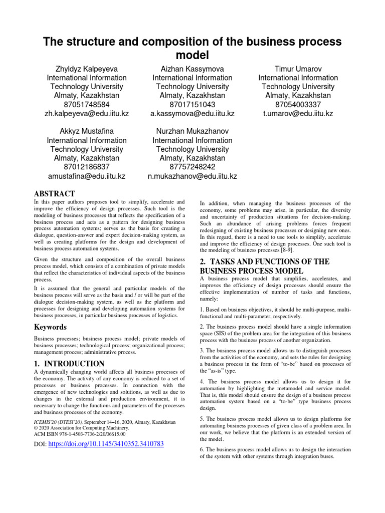 The Structure and Composition of the Business Process Model | PDF ... The Structure and Composition of the Business Process Model | PDF ...
