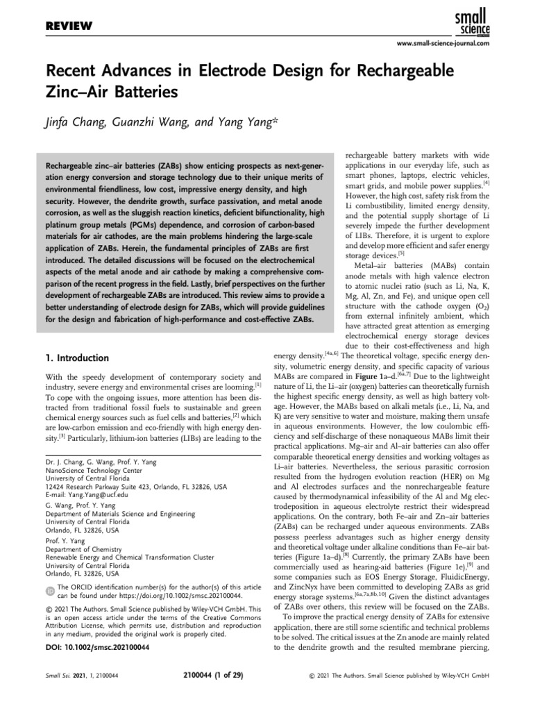 Recent Advances in Electrode Design For Rechargeab | PDF | Rechargeable ...