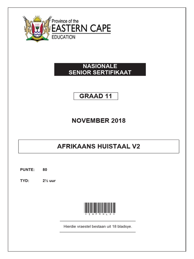 Afrikaans HL P2 QP GR11 Nov2018 D | PDF