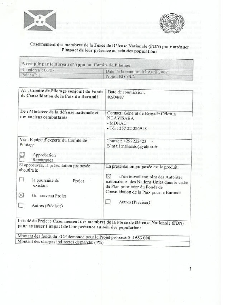 Prodoc Casernement | PDF