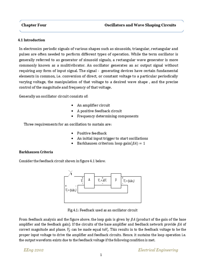 Hid - App - II - CH4 - Oscillator & Wave SH Ckts - 1 | PDF | Electronic Oscillator | Electrical ...