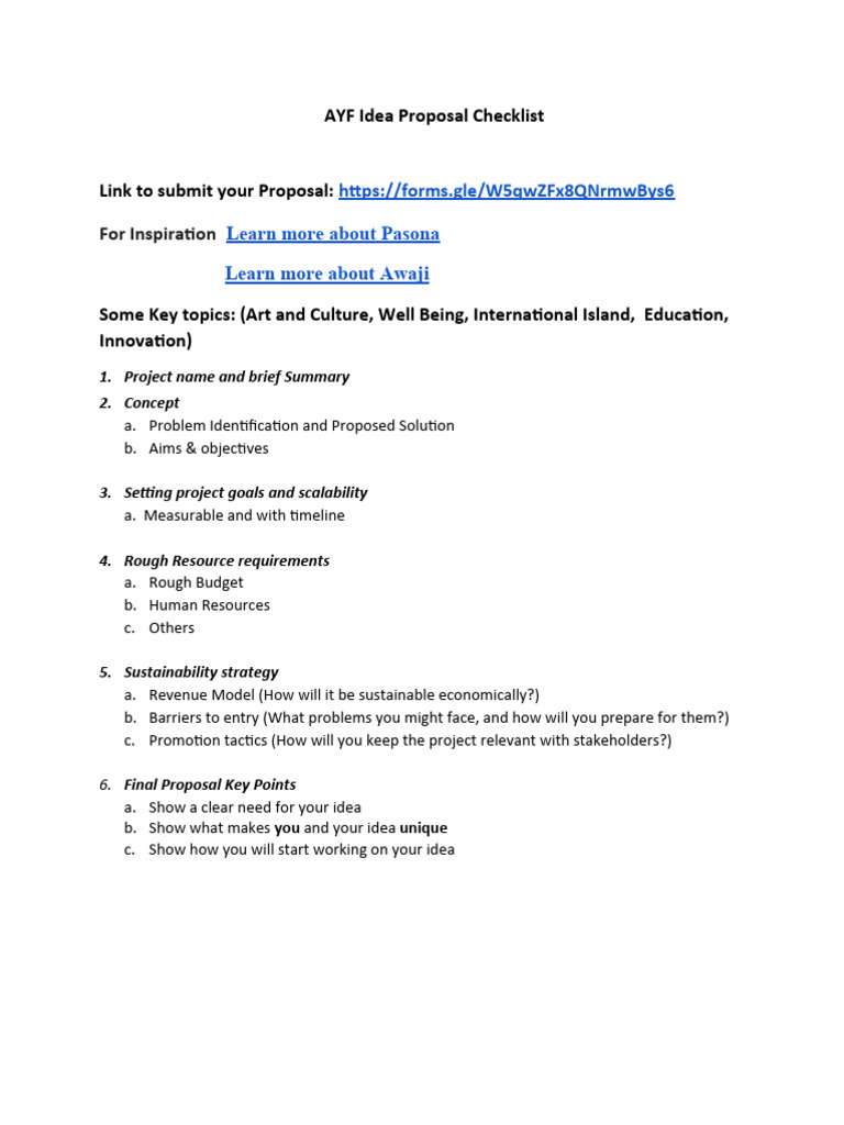 AYF Fellowship Application Checklist | PDF