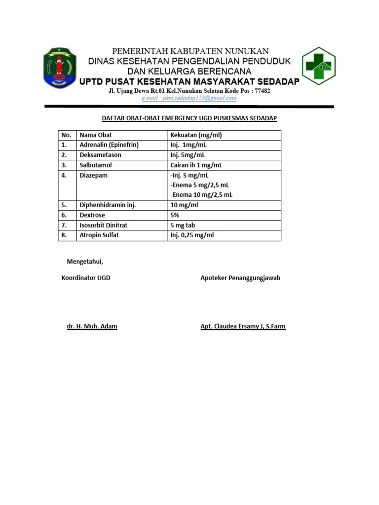 Daftar Obat Dan Monitoring Obat Emergency Pdf