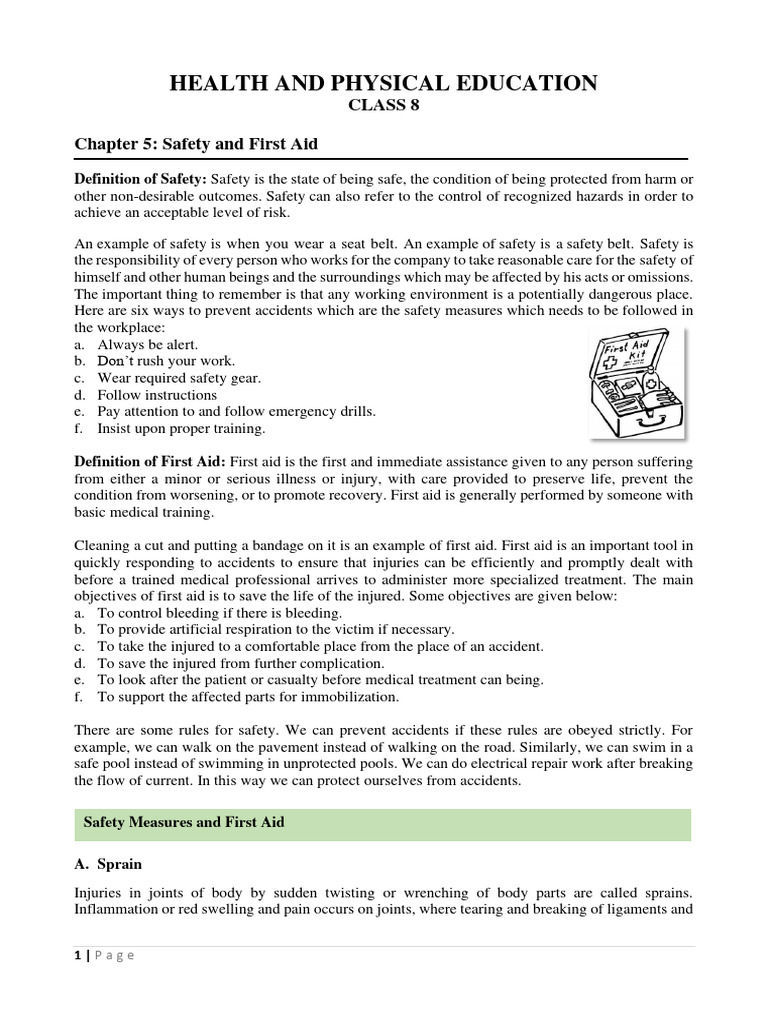 Safety and First Aid for Class 8 | PDF | First Aid | Shock (Circulatory)