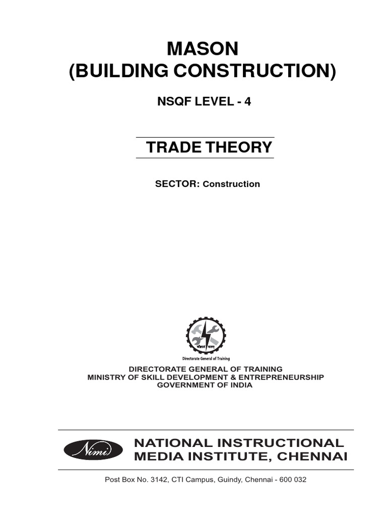 Mason (Building Constructor) - 1 Year Book Theory | PDF | Carpentry | Brick