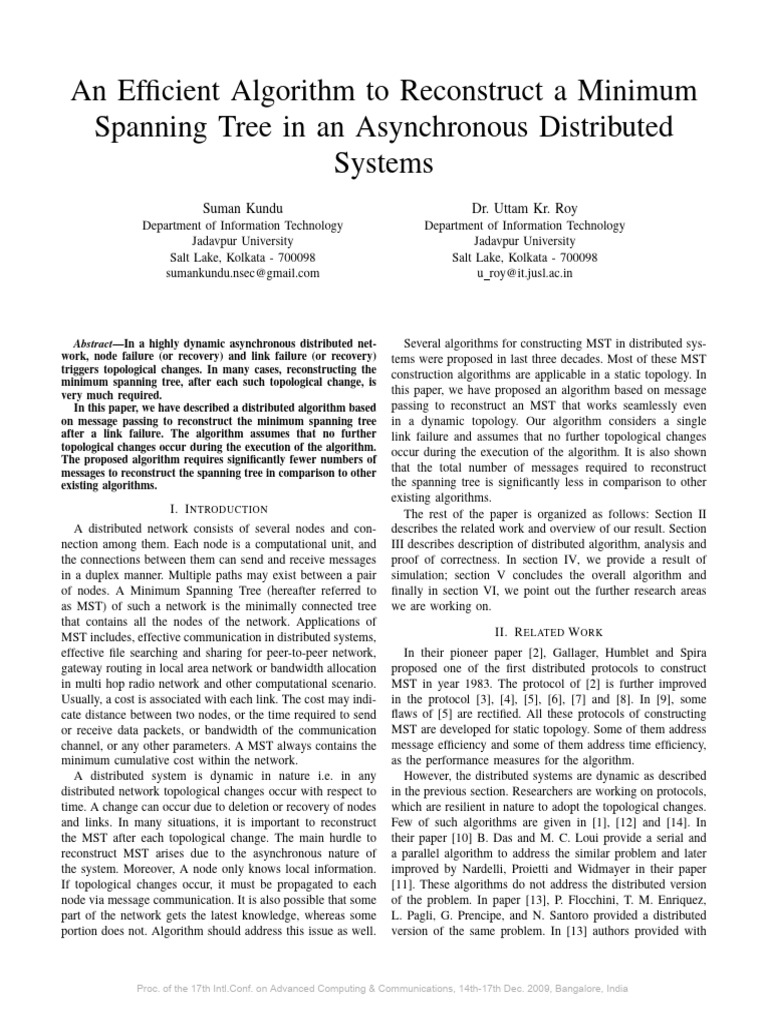 An Efficient Algorithm To Reconstruct A Pdf Computer Network