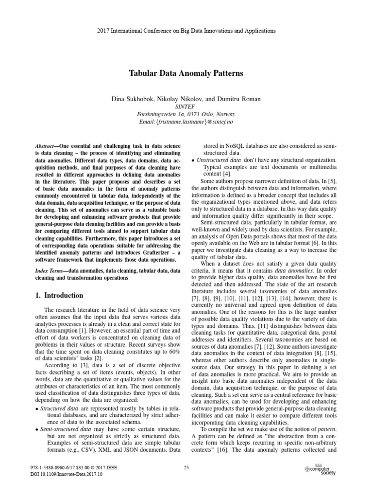 Tabular Data Anomaly Patterns | PDF | Data | Data Model
