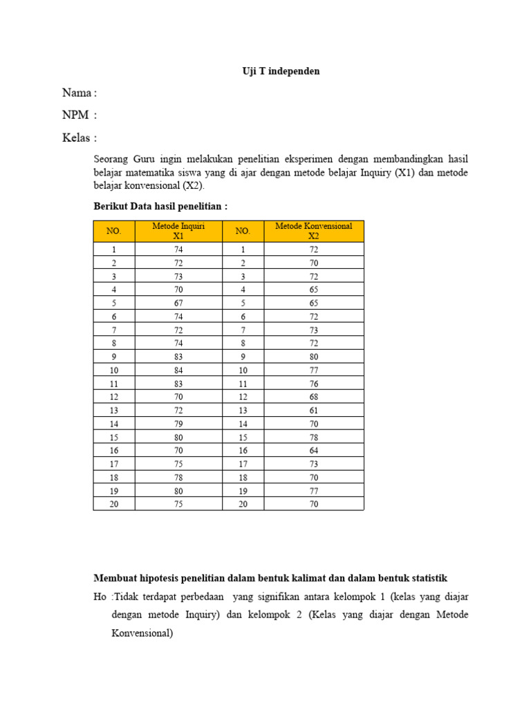Uji T Independent Pdf