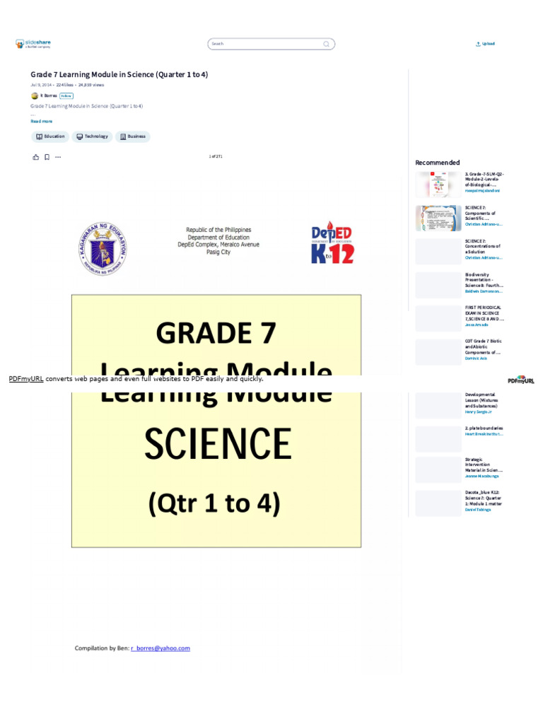 WWW Slideshare Net R Borres Grade 7 Learning Module in Science Quarter ...