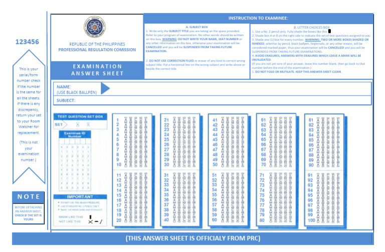 PRC-Answer-Sheet | PDF
