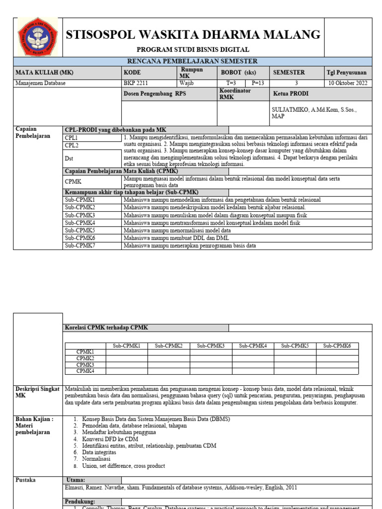 RPS MANAJEMEN DATABASE | PDF