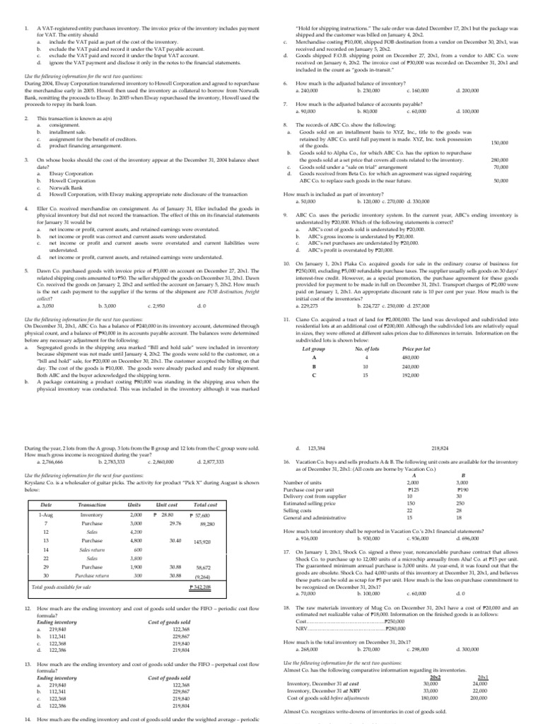 Quiz Ia1 Chapter 7 Inventories | PDF | Cost Of Goods Sold | Inventory