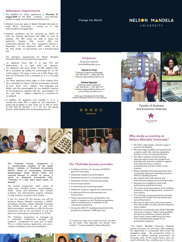 Thuthuka Bursary for Accounting Students | PDF | Educational Stages