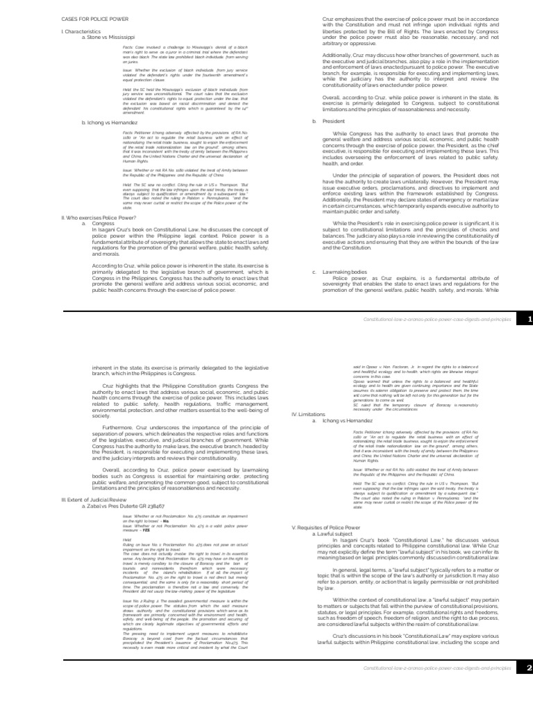 Police Power in Constitutional Law | PDF | Police Power (United States ...
