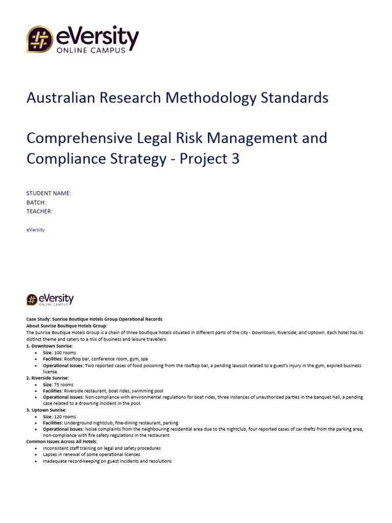 Comprehensive Legal Risk Management and Compliance Strategy - Project 3 | PDF | Regulatory ...