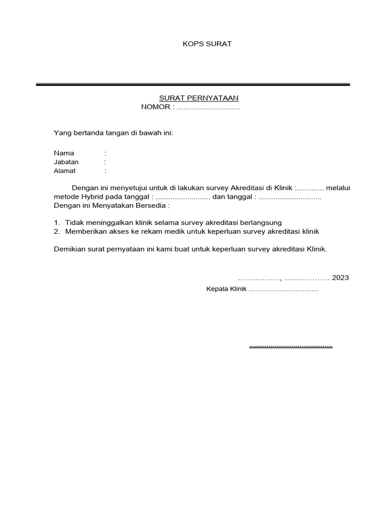 Surat Pernyataan Kesediaan Klinik Kimia Farma Majapahit Semarang Pdf