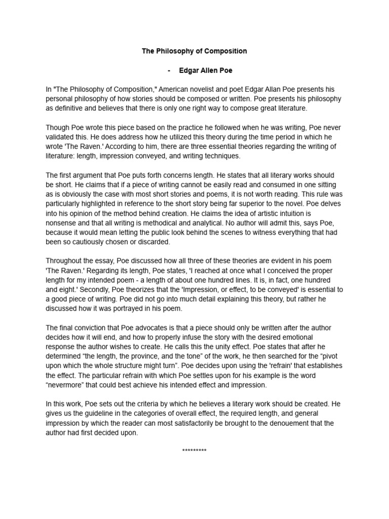 The Philosophy of Composition-Summary | PDF