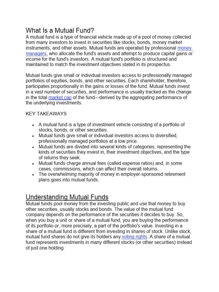 Mutual Funds | PDF | Investment Fund | Mutual Funds